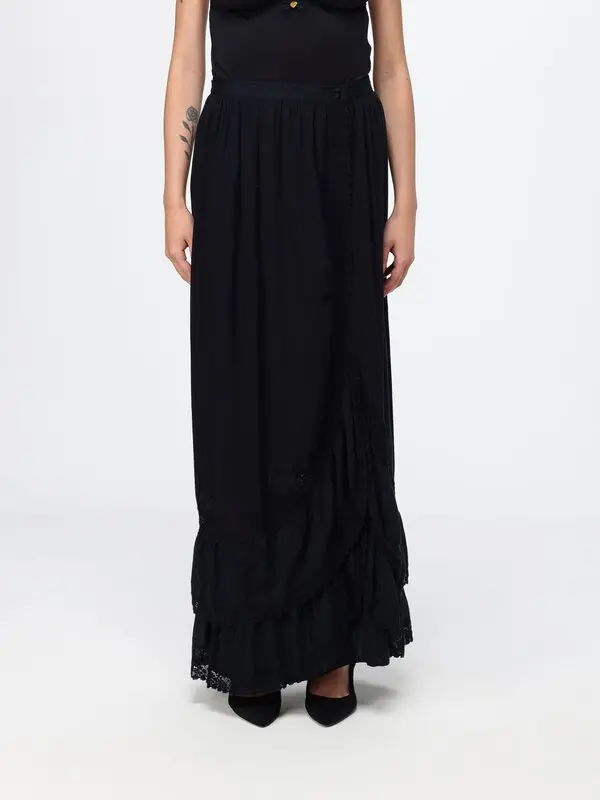 TWINSET U & B Lace Tiered Maxi Skirt - Black