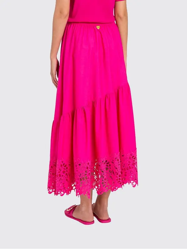 TWINSET Cotton Midi Skirt With Embroidery