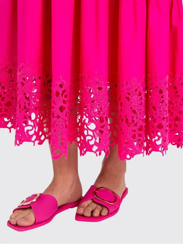TWINSET Cotton Midi Skirt With Embroidery
