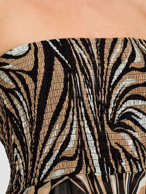 TWINSET U & B Zebra Print Smocked Midi Dress