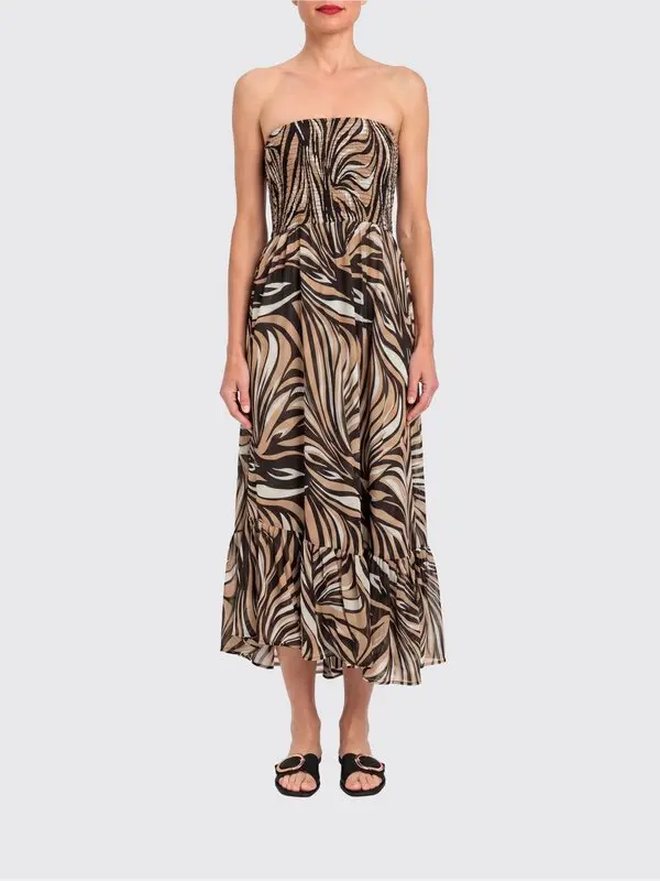 TWINSET U & B Printed Strapless Midi Dress - Multicolor