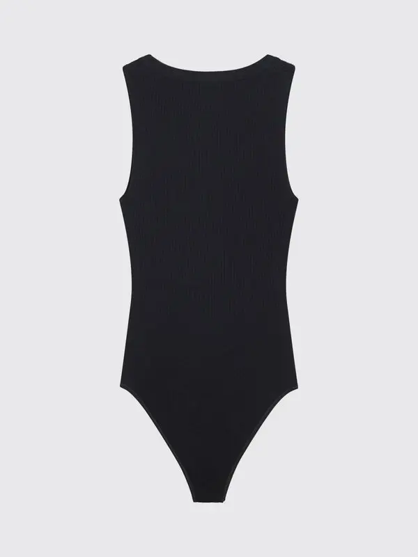 Alaïa Ribbed Viscose Bodysuit - Black