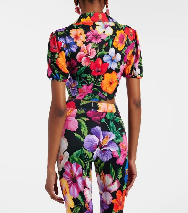 Dolce & Gabbana Floral Print Cuban Collar Cropped Shirt