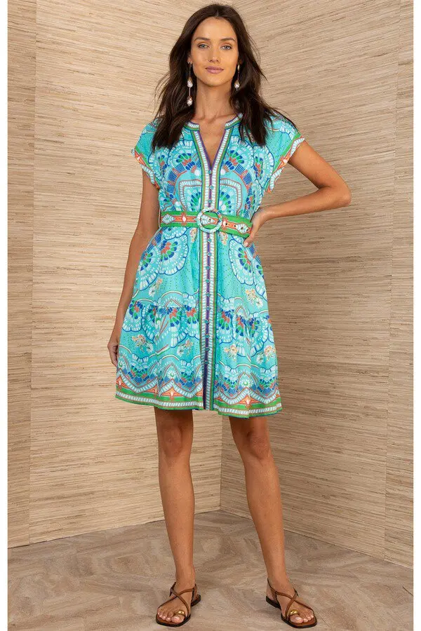 Hale Bob Ciara Linen Dress - Blue