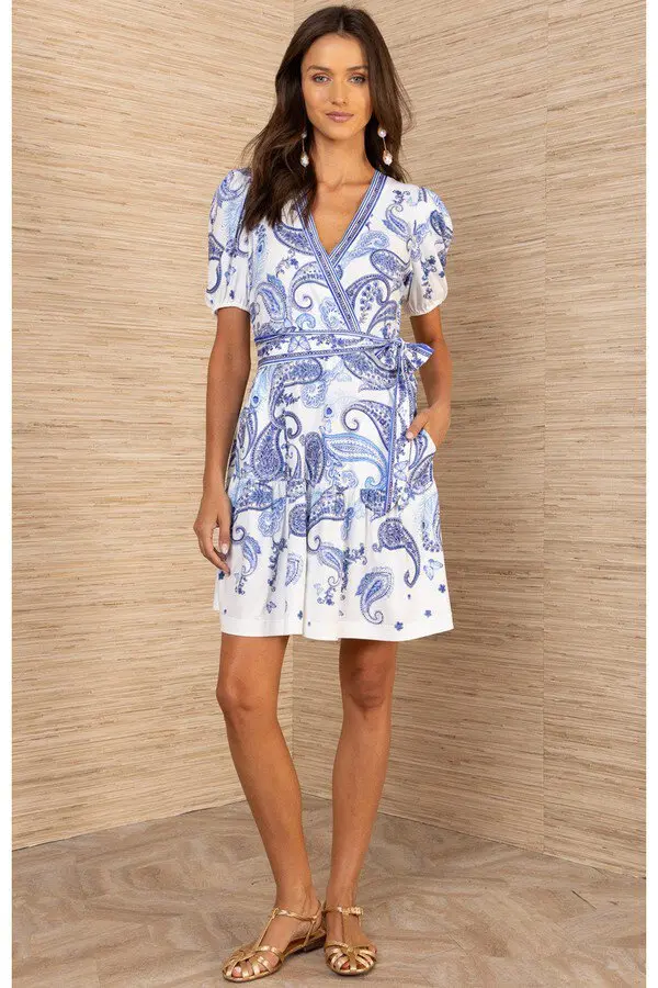 Hale Bob Paisley Print Matte Jersey Faux-wrap Dress - Black