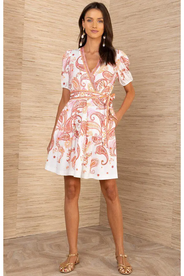 Hale Bob Paisley Print Matte Jersey Faux-wrap Dress - Pink
