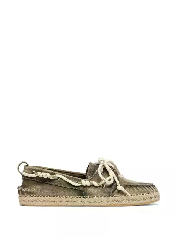 GOLDEN GOOSE Cruise Moccasins In Military Canvas With White Trekking Laces - Green