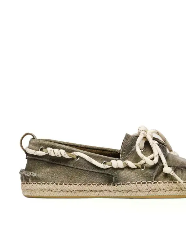 GOLDEN GOOSE Cruise Moccasins In Military Canvas With White Trekking Laces - Green