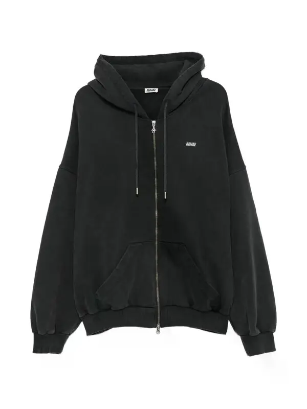 AVAVAV Logo Embroidered Zip-up Hoodie - Black