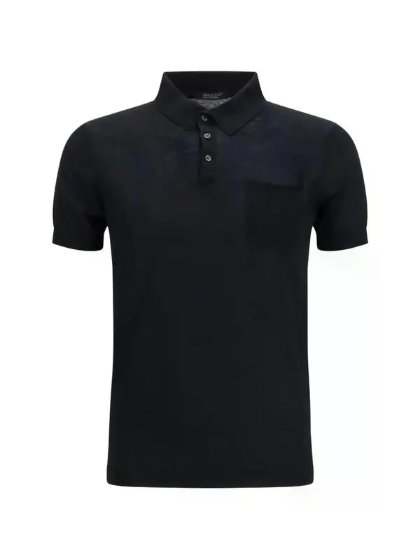 ARAGONA Chest-pocket Short-sleeve Polo Shirt - Black