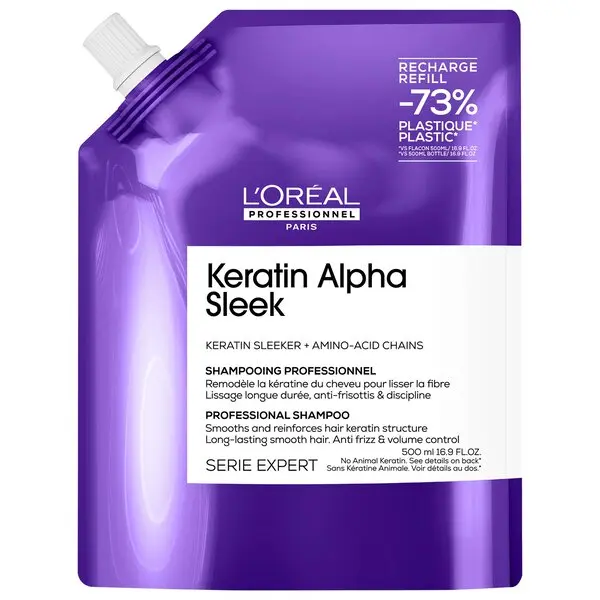 L'OREAL PROFESSIONNEL Keratin Alpha Sleek Anti-frizz Shampoo For Smooth Hair - One-color