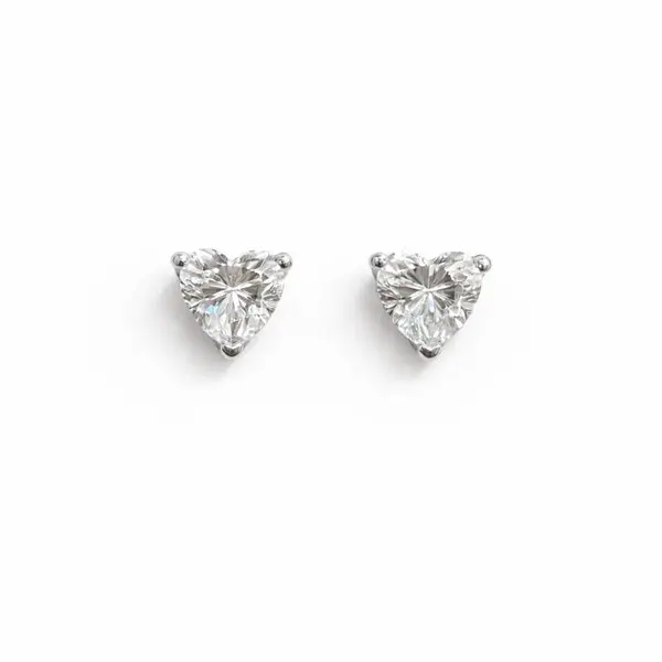 PEARL CODE Sweetheart Cubic Zirconia Stud Earrings - Silver