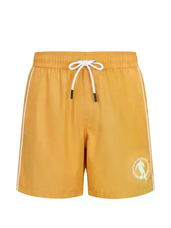 BIKKEMBERGS Side-stripe Logo Swim Shorts - Yellow