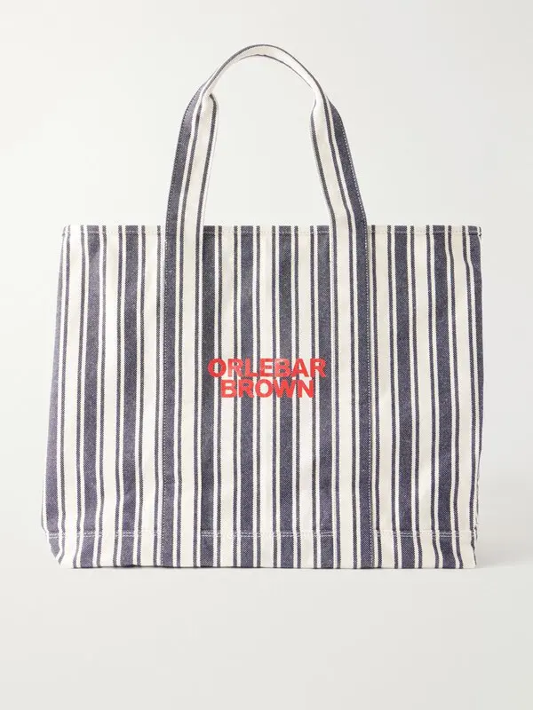 Orlebar Brown Striped Cotton Tote Bag - Blue