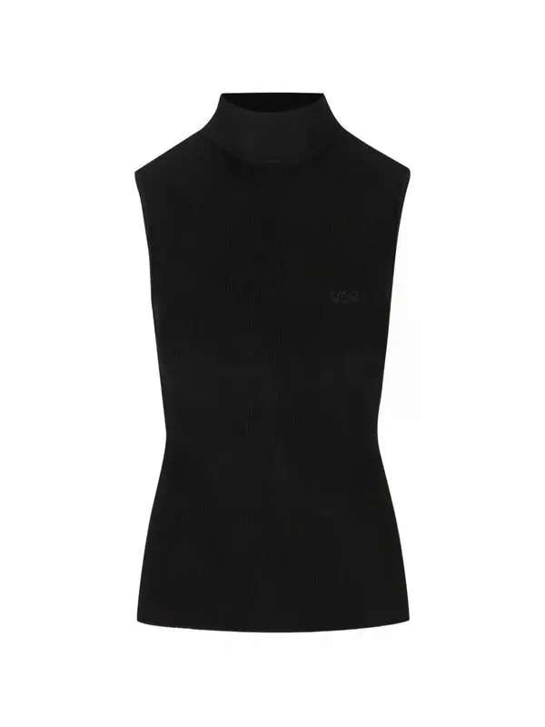 Loewe Embroidered High-neck Top - Black