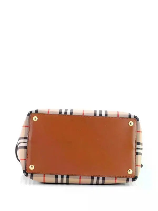 Burberry Vintage Check Canvas Small Tote Bag With Studs