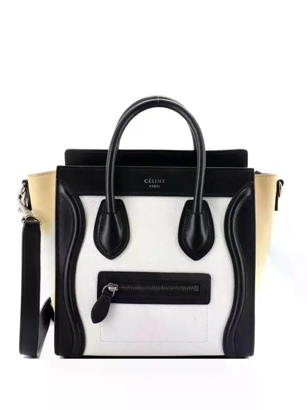 Celine Tricolor Luggage Bag Leather Nano Crossbody Bag - Black