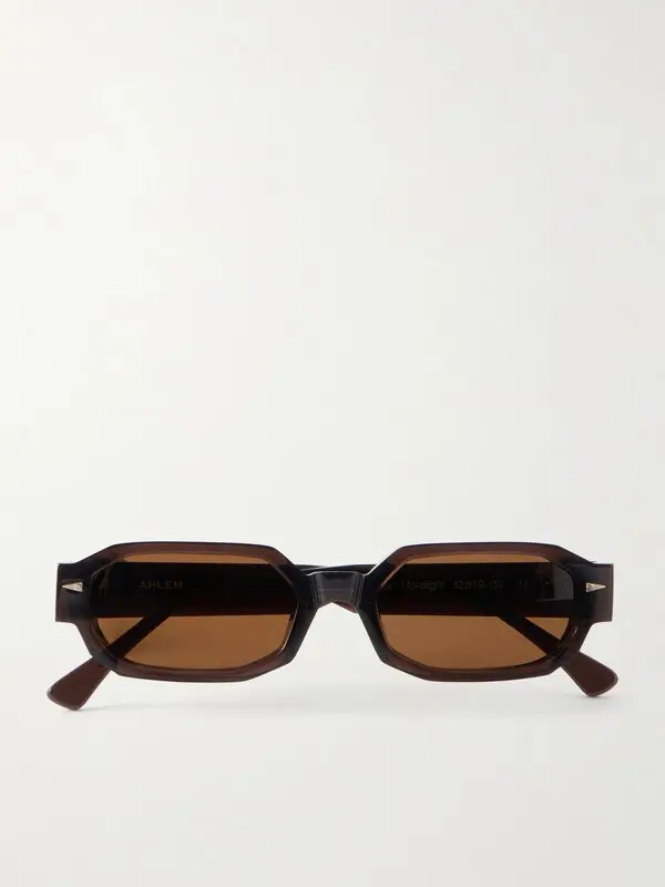AHLEM Jules Tortoiseshell Acetate Oval Sunglasses - Brown