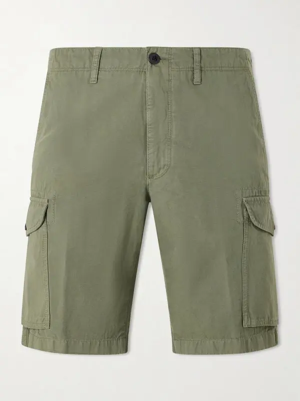 SLOWEAR Straight-leg Cotton And Linen-blend Shorts - Green