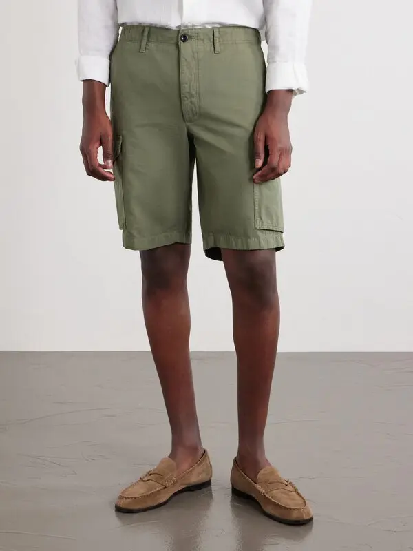 SLOWEAR Straight-leg Cotton And Linen-blend Cargo Shorts - Green