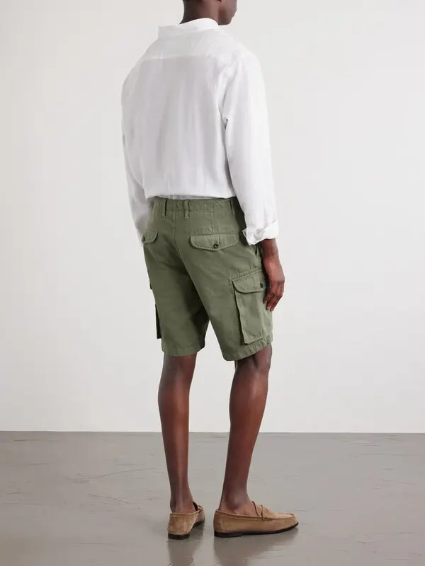 SLOWEAR Straight-leg Cotton And Linen-blend Cargo Shorts - Green