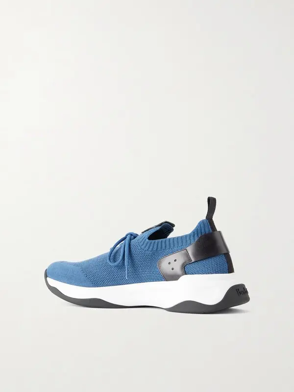 Berluti Shadow Leather-trimmed Stretch-knit Sneakers