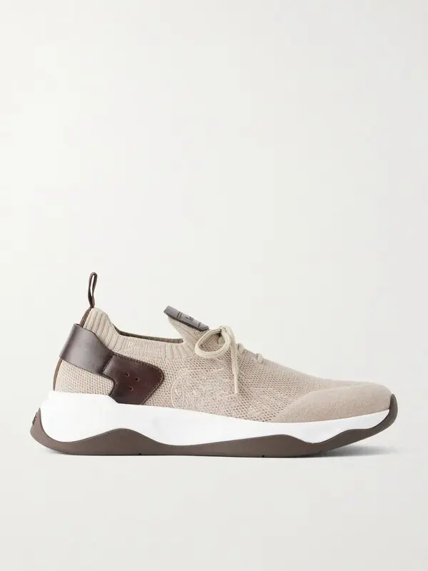 Berluti Shadow Stretch-knit Sneakers - Neutrals