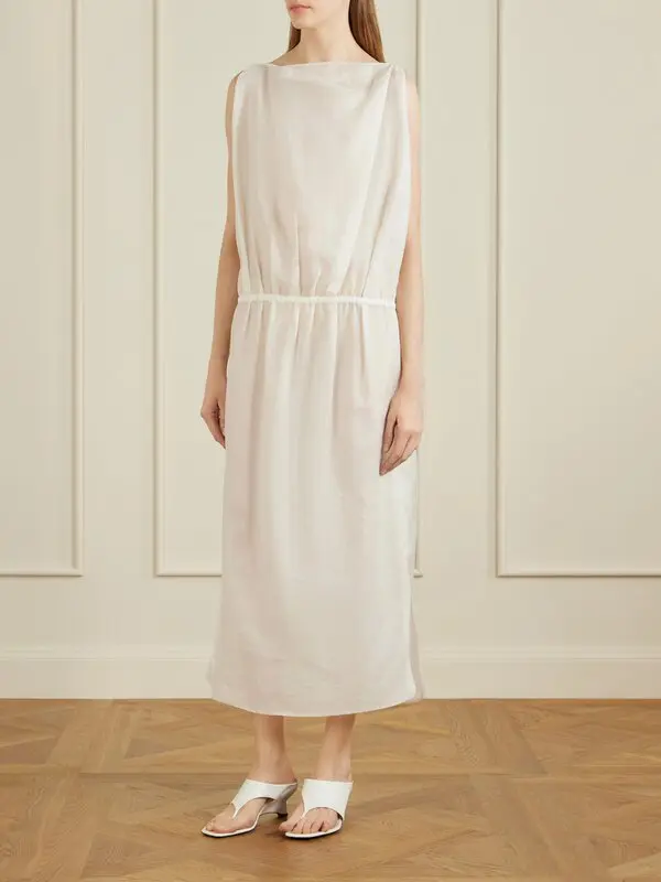 Khaite Tia Cotton And Silk-blend Midi Dress - Neutrals