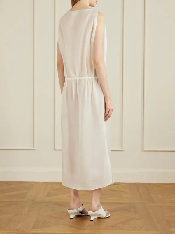 Khaite Tia Cotton And Silk-blend Midi Dress - Neutrals