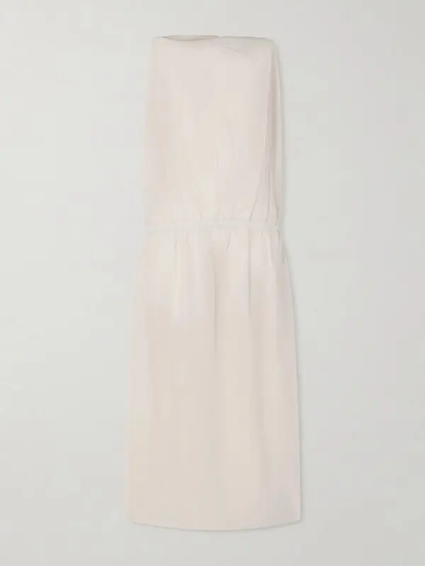 Khaite Tia Cotton And Silk-blend Midi Dress - Neutrals