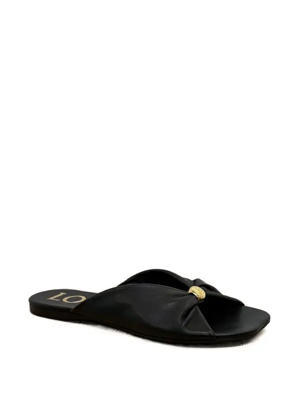 Loewe Pebble Leather Slide Sandals - Black