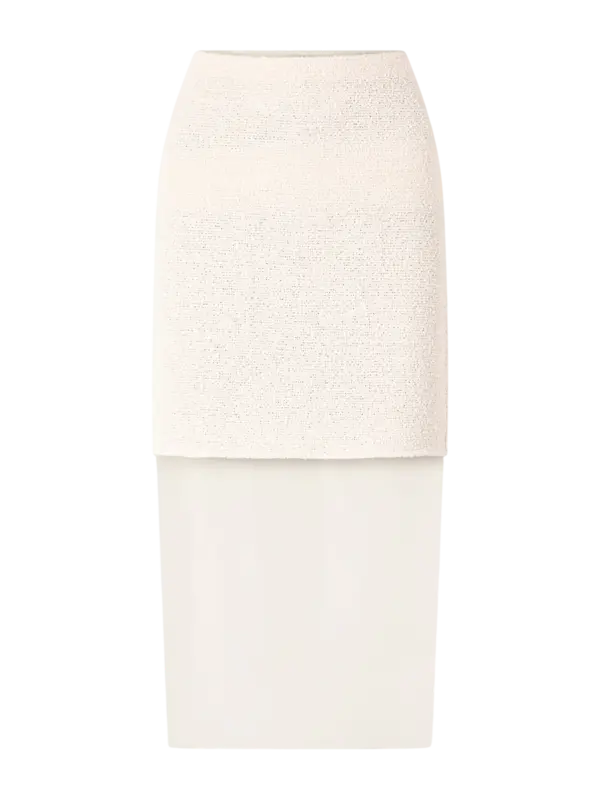 Khaite Sybil Layered Cotton-blend Bouclé And Organza Midi Skirt - Neutrals