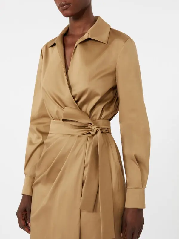 Max Mara Cotton Satin Midi Shirt Dress - Desert