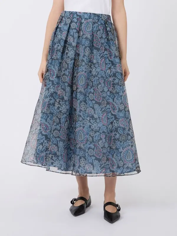Max Mara Long Printed Silk Organza Skirt