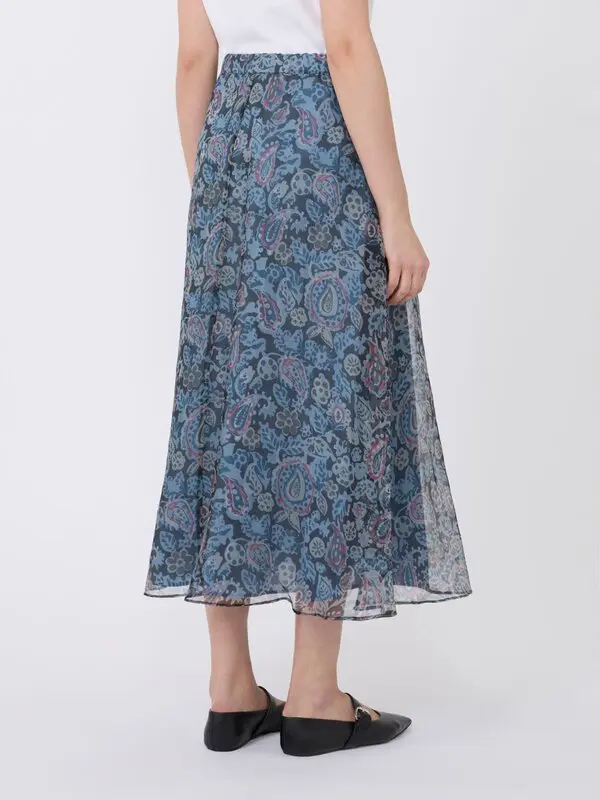 Max Mara Long Printed Silk Organza Skirt