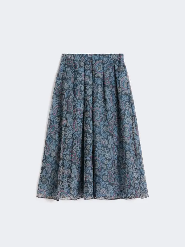 Max Mara Long Printed Silk Organza Skirt