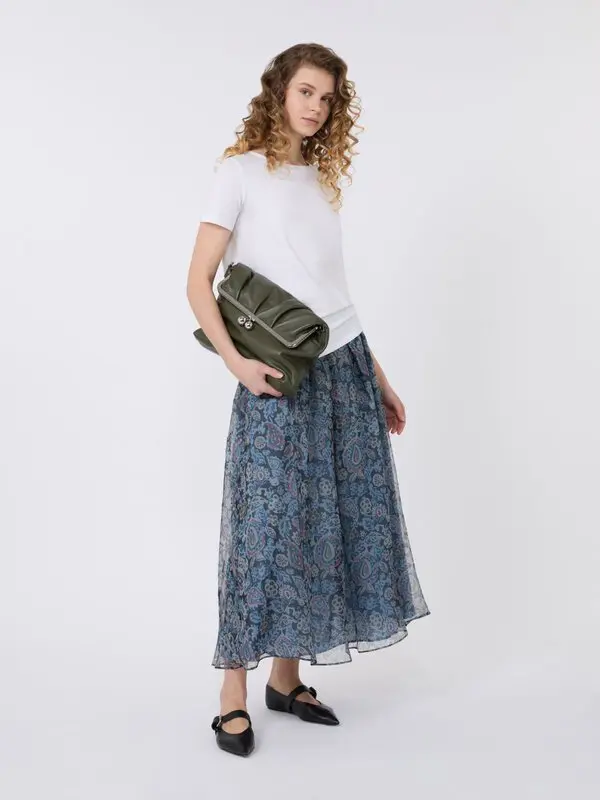 Max Mara Long Printed Silk Organza Skirt