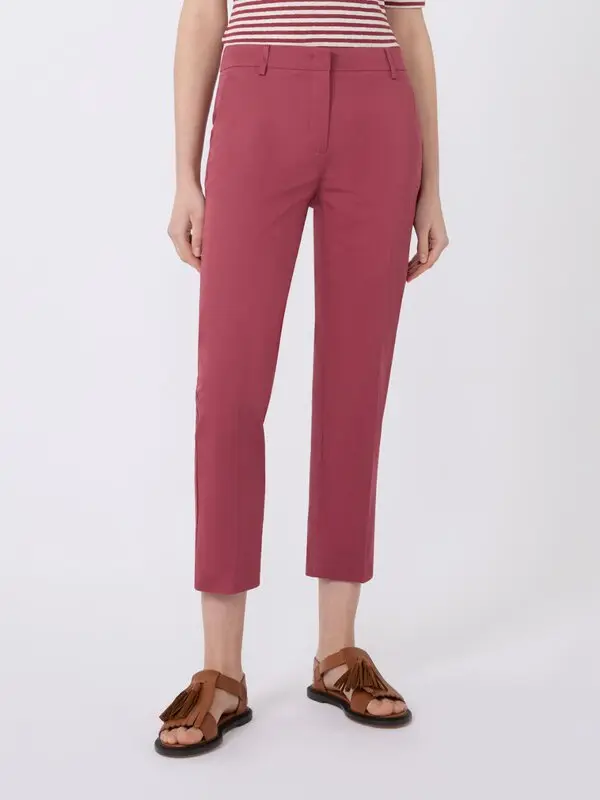 Max Mara Slim Fit Stretch Cotton Cropped Trousers