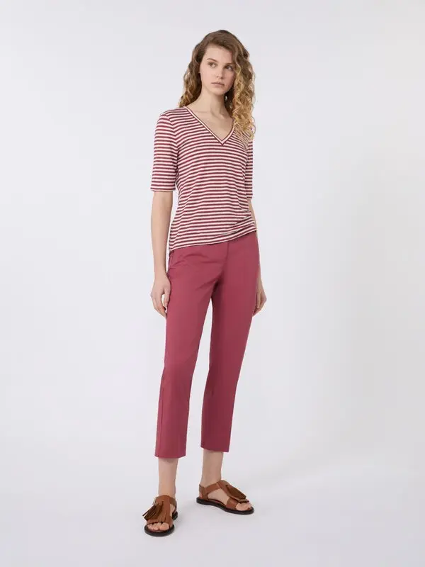 Max Mara Slim Fit Stretch Cotton Cropped Trousers