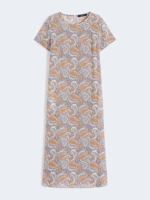 Max Mara Printed Silk Crepe De Chine Maxi Dress - Light Blue