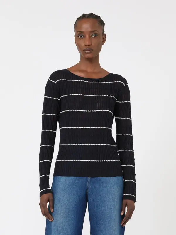 Max Mara Slim-fit Wool And Silk Rib-knit Sweater - Navy