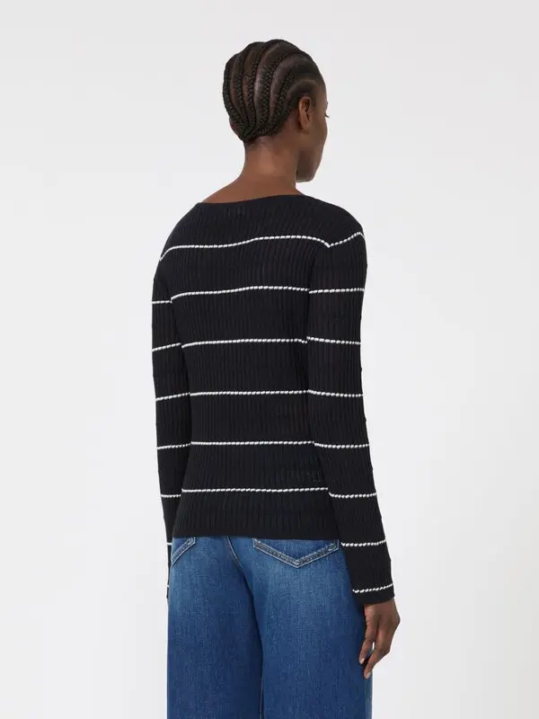 Max Mara Slim-fit Wool And Silk Rib-knit Sweater - Navy