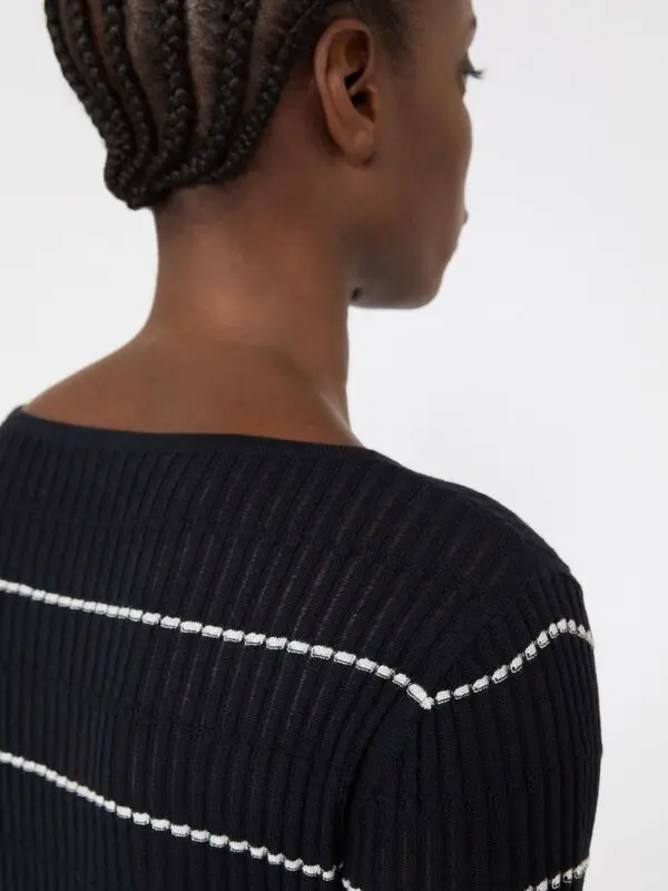 Max Mara Slim-fit Wool And Silk Rib-knit Sweater - Navy