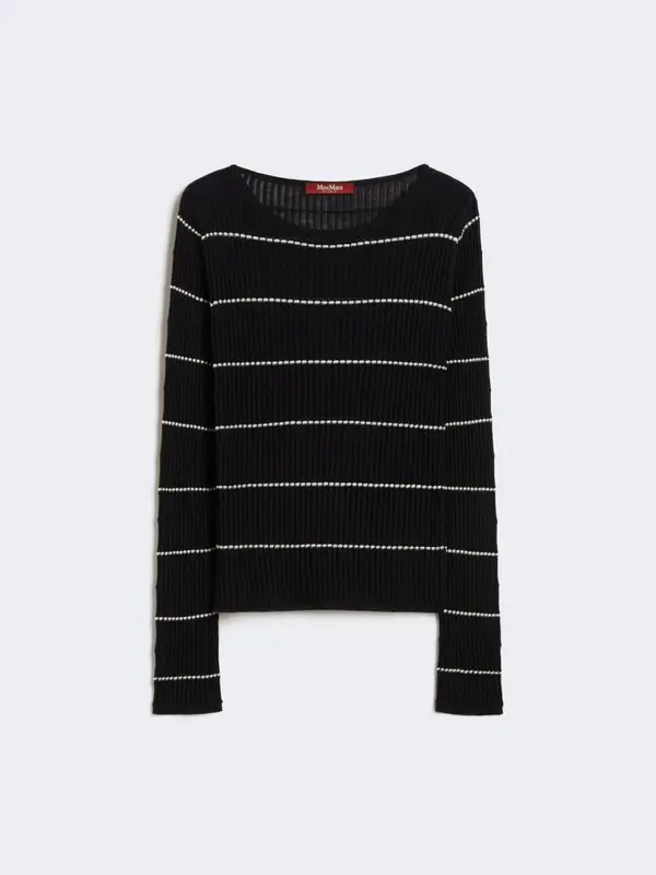 Max Mara Slim-fit Wool And Silk Rib-knit Sweater - Navy