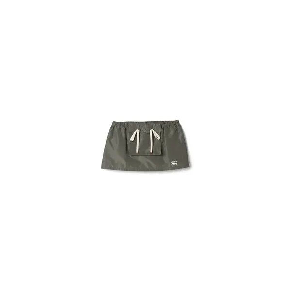 Miu Miu Technical Fabric Mini Skirt With Logo Detail