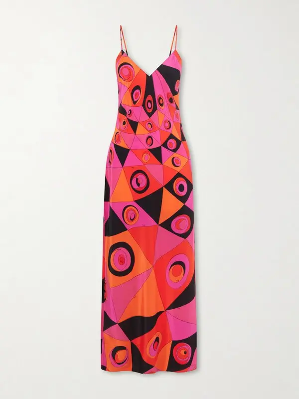 Emilio Pucci Printed Silk Crepe De Chine Maxi Dress - Pink