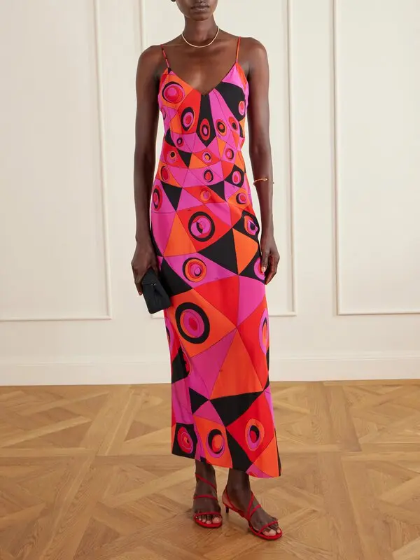 Emilio Pucci Printed Silk Crepe De Chine Maxi Dress - Pink