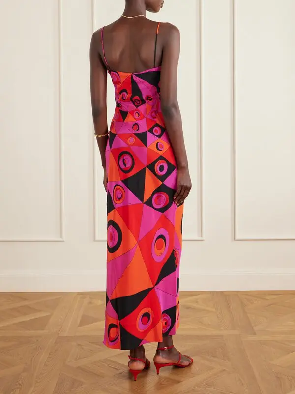 Emilio Pucci Printed Silk Crepe De Chine Maxi Dress - Pink