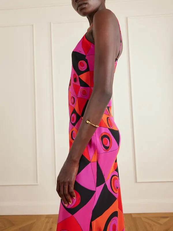 Emilio Pucci Printed Silk Crepe De Chine Maxi Dress - Pink
