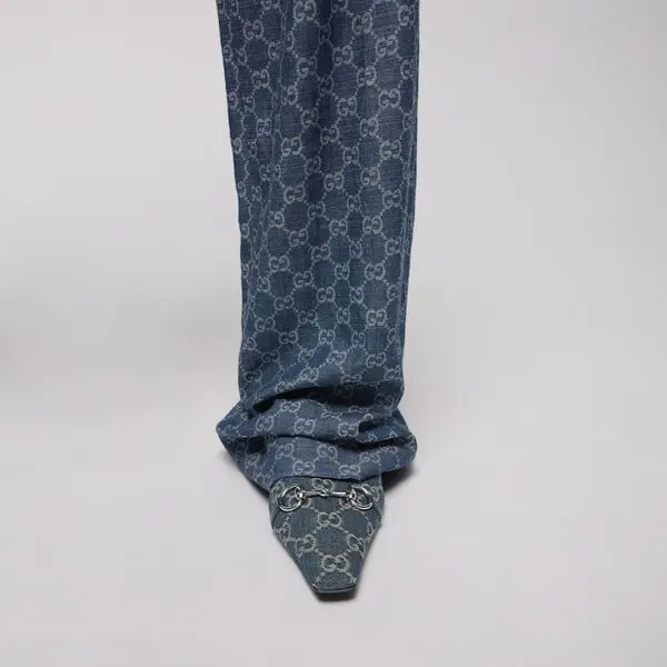 Gucci Vittoria Ballerina In Gg Denim